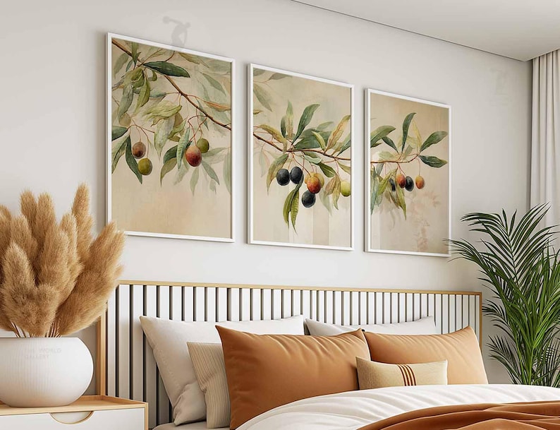 Olive Branch Print Set, Mediterranean Botanical Art, Nature Decor - Etsy