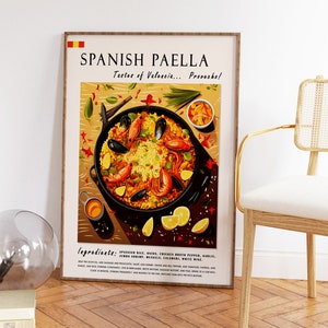 Spanish Paella Food Poster, Kitchen Wall Art - Etsy