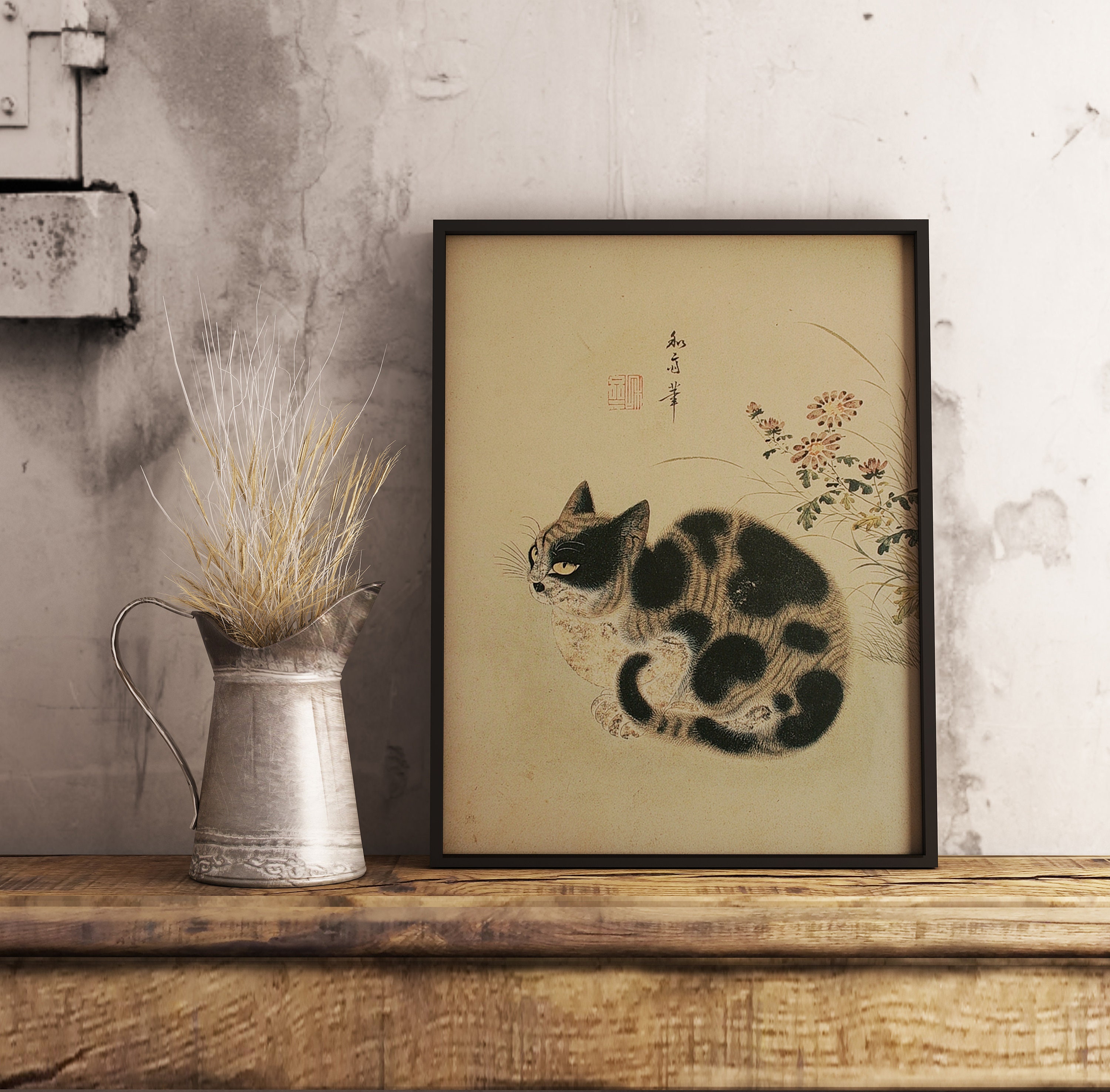 Japanese Cat Poster Japanese Cat Art Print Animal Wall Art - Etsy