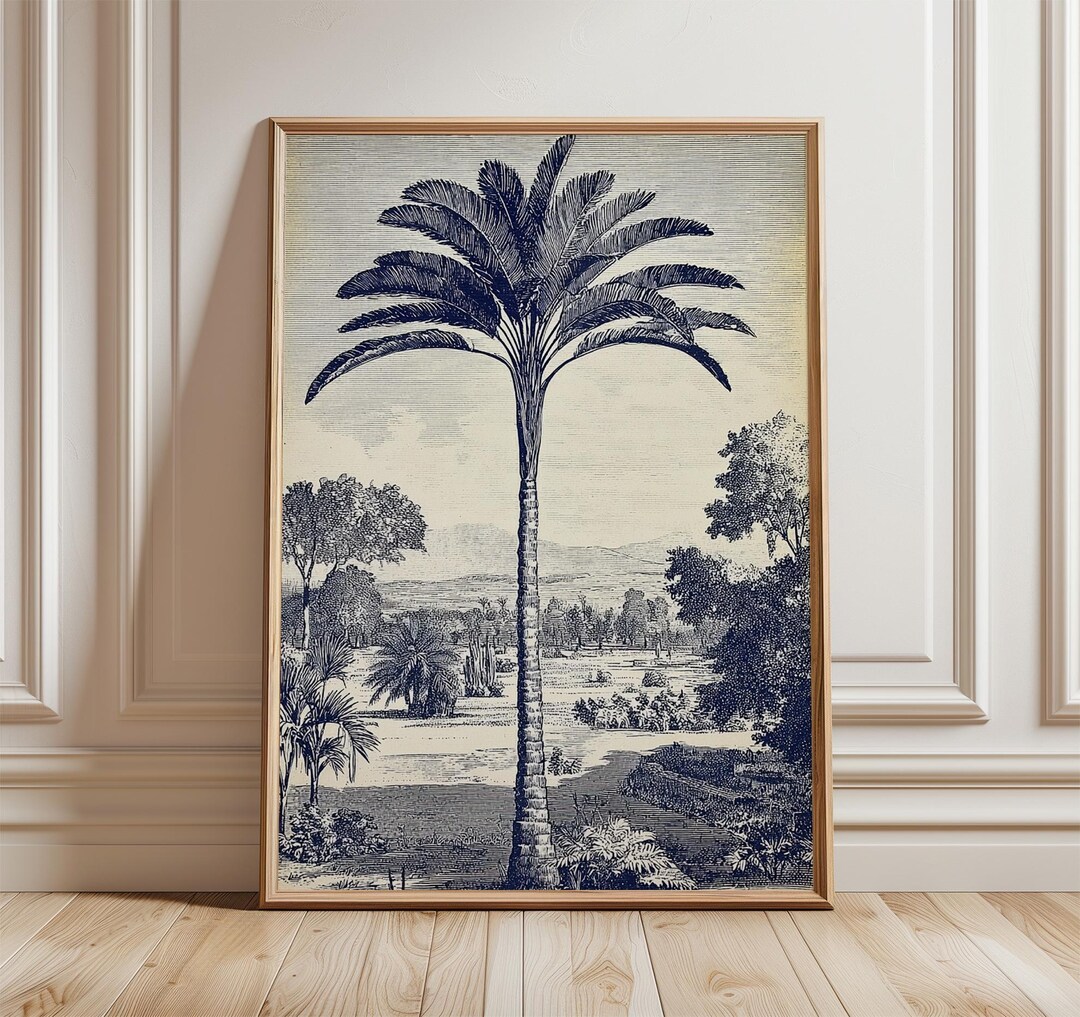 Vintage Banana Tree Print, Monochrome Botanical Etching - Etsy