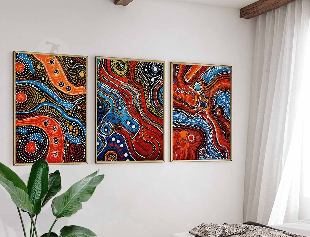 Aboriginal Set of 3 Prints, Cultural Wall Art, Indigenous Poster Set ...