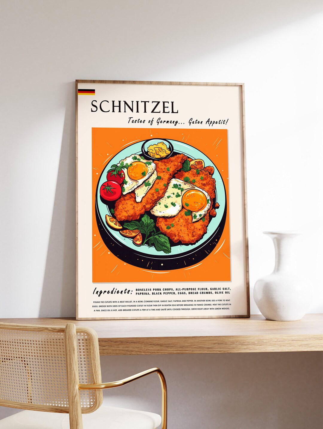 Austrian Schnitzel Food Poster, Austrian Food Print, European Food ...