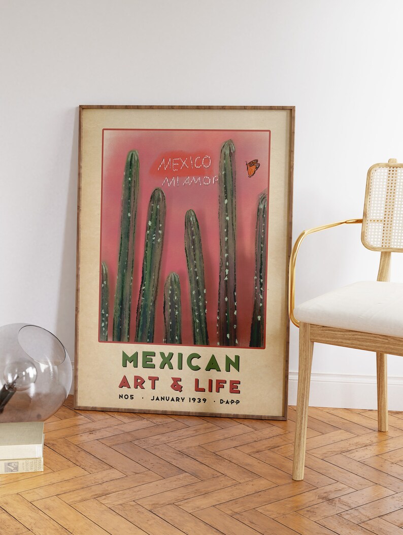 Mexican Exhibition Art Poster Mexican Print Floral Vintage - Etsy