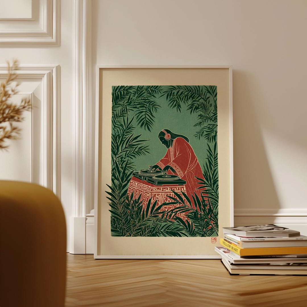 Jesus DJ Jungle Woodblock Art, Japanese-style Music Print - Etsy