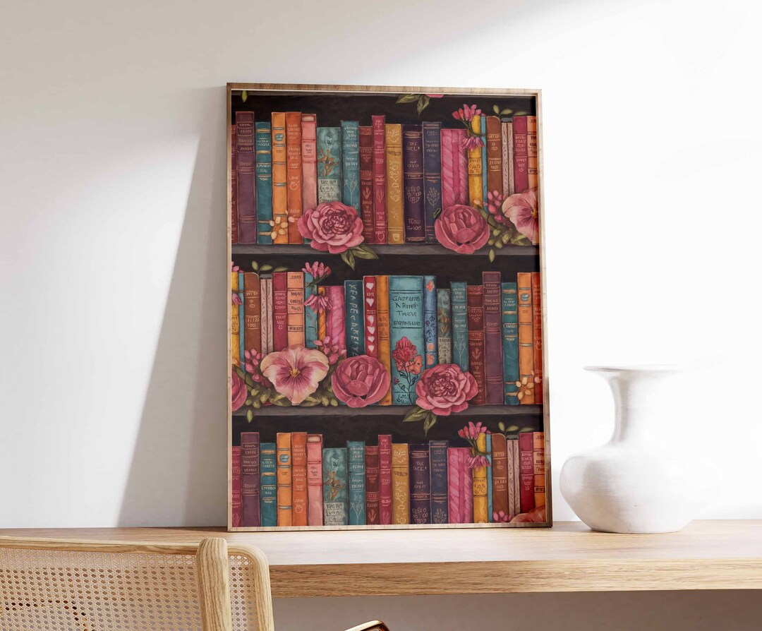 Vintage Library Poster, Book Art, Reading Poster, Book Lovers Gift ...