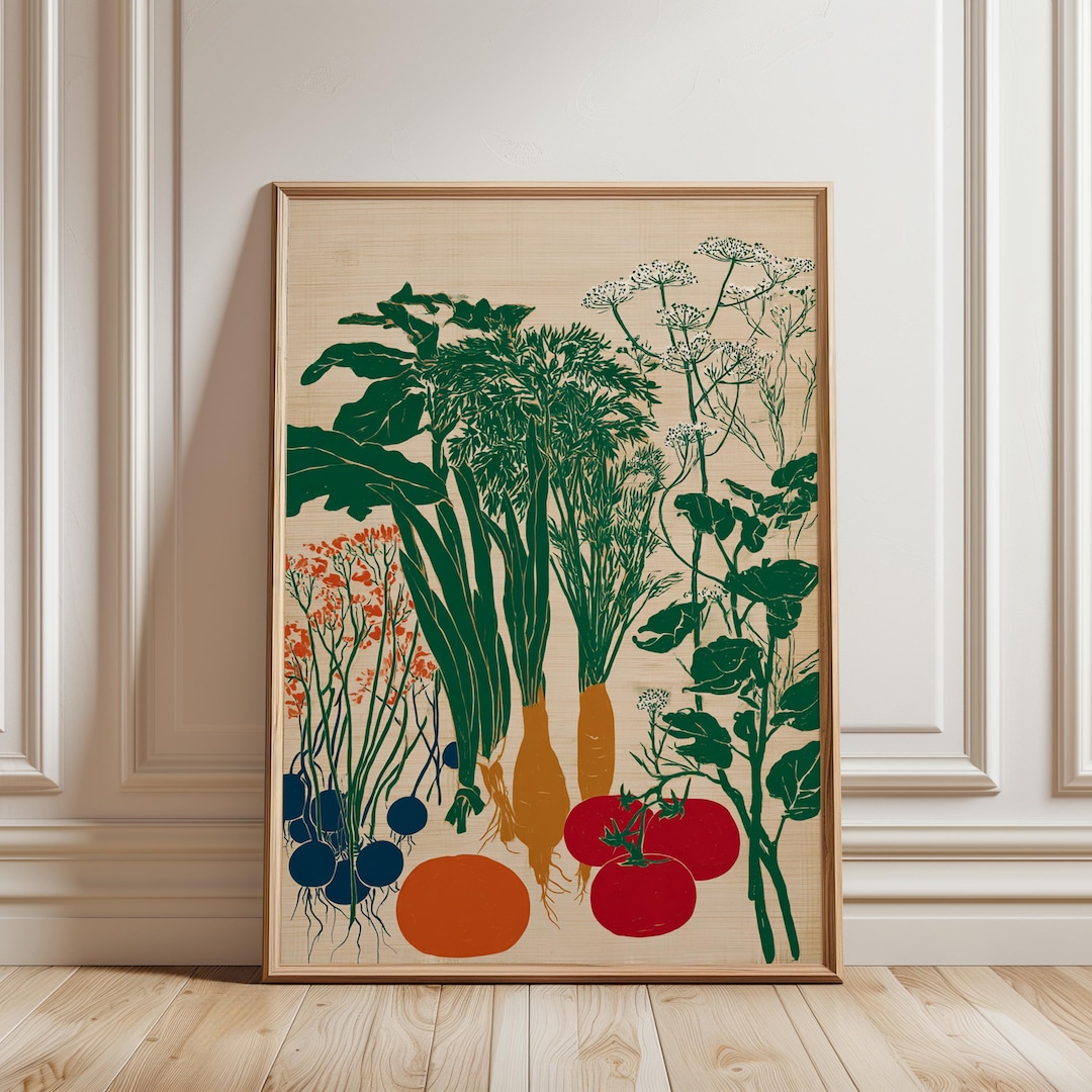 Garden Vegetable Poster, Rustic Folk-style Illustration Art - Etsy