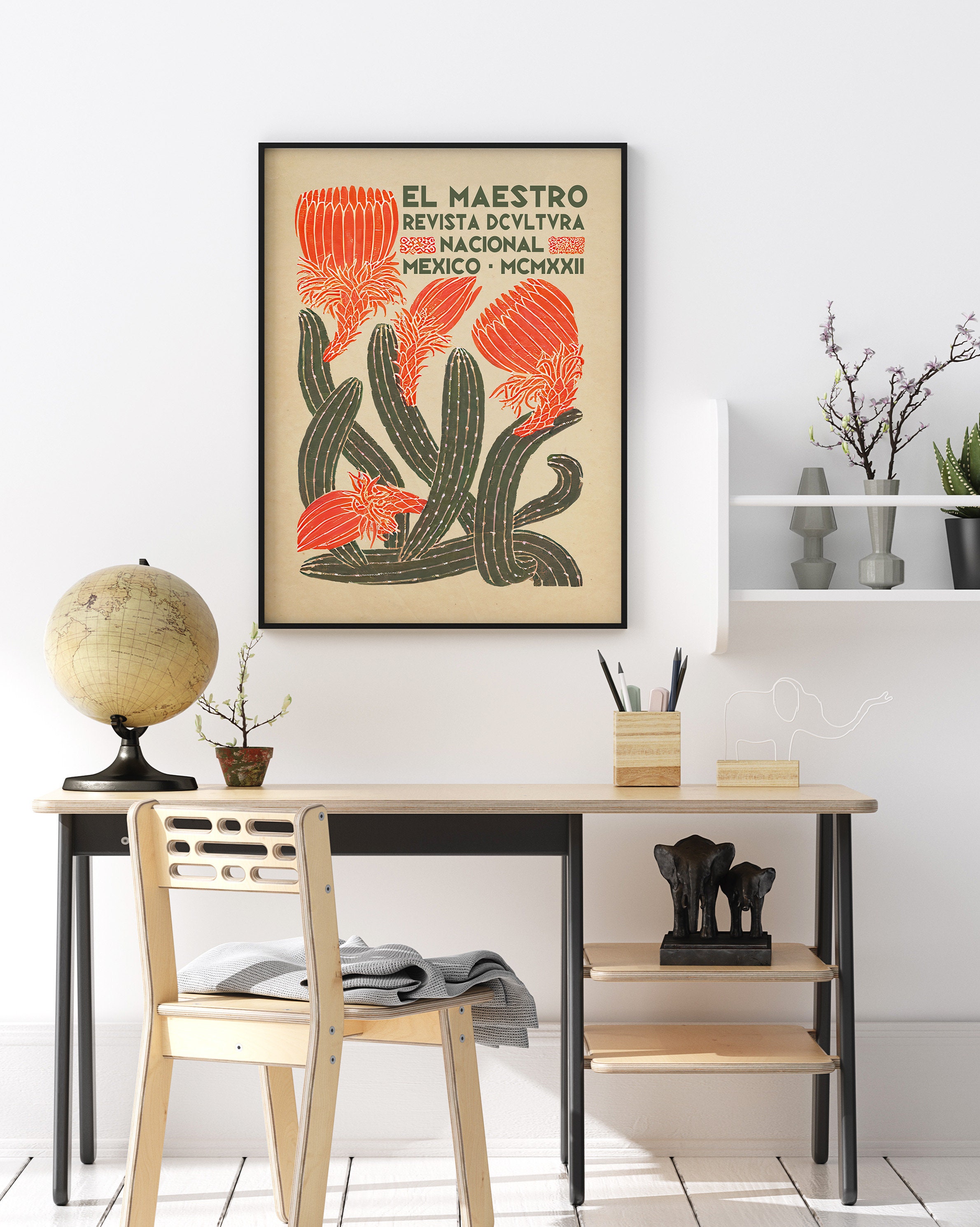 Mexican Exhibition Art Poster Mexican Print Floral Vintage - Etsy