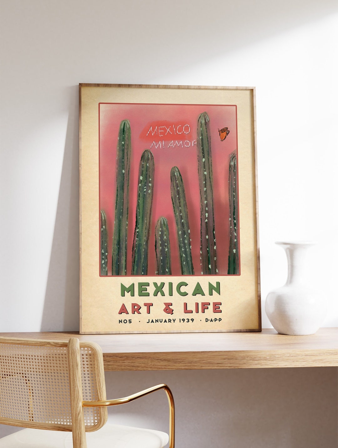 Mexican Exhibition Art Poster, Mexican Print, Floral Vintage Wall Art ...