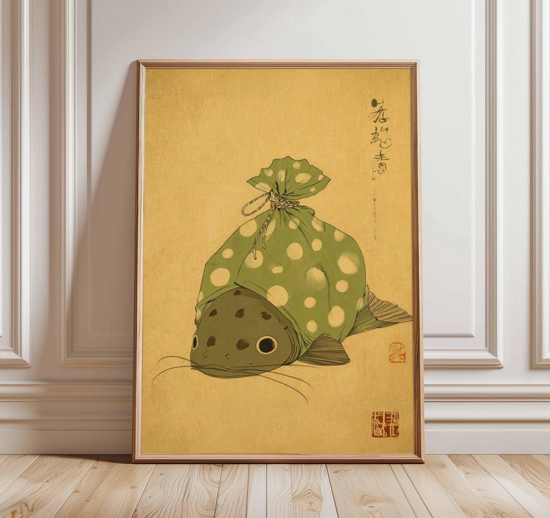 Japanese Catfish Wall Art, Whimsical Asian Style Poster, Cute Namazu ...