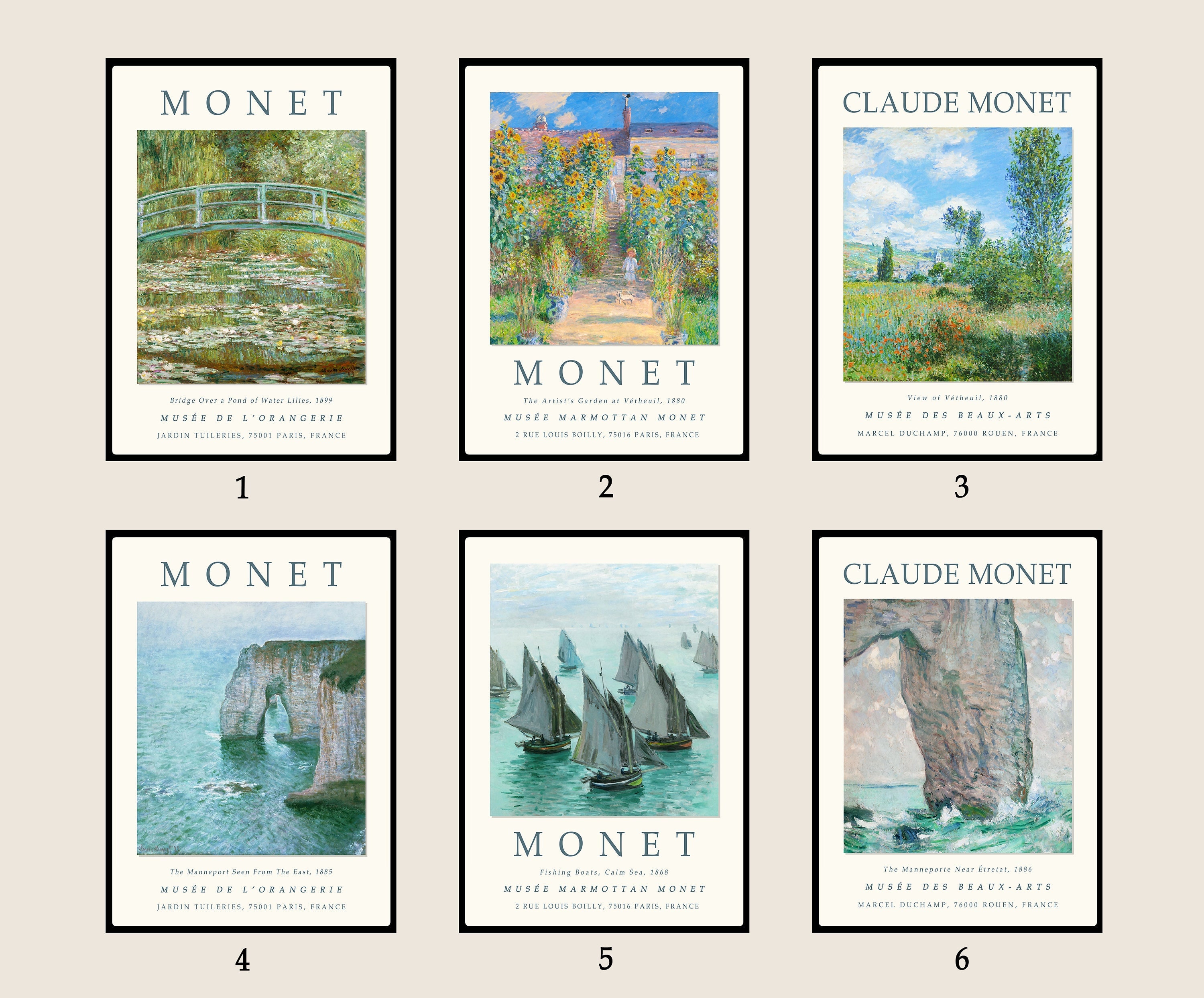 Monet Poster Sets Claude Monet Print Floral Art Floral | Etsy
