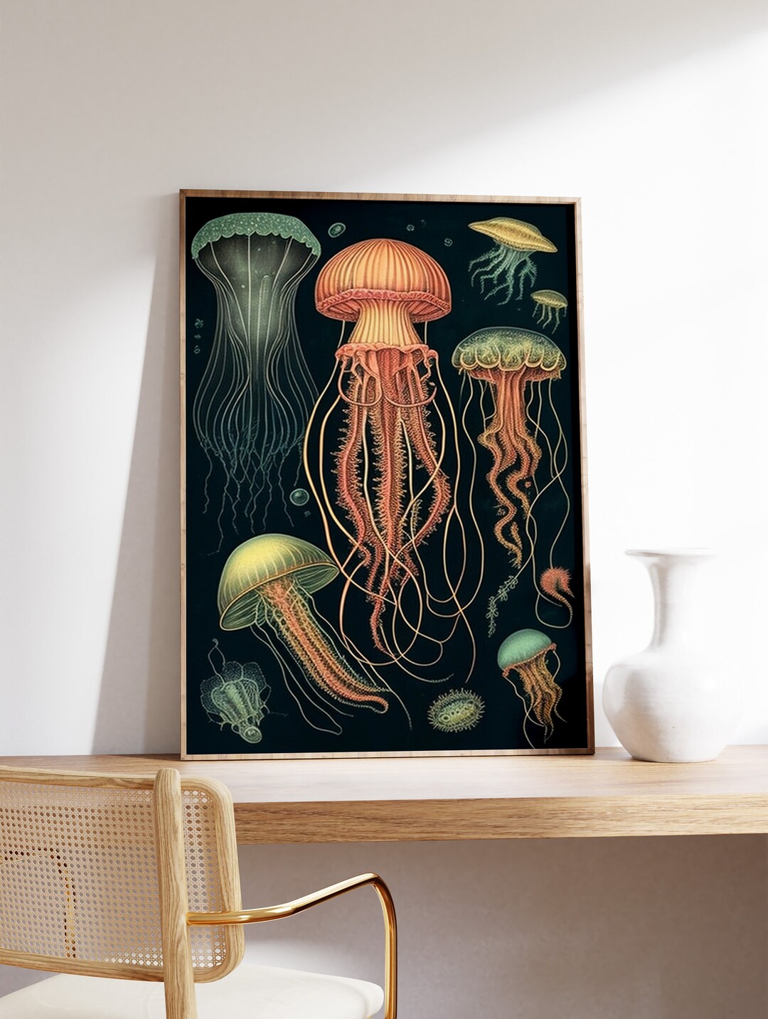 Vintage Jellyfish Poster, Marine Ocean Wildlife Art Print - Etsy