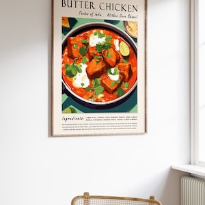 Butter Chicken Indian Food Poster, Indian Food Art, Kitchen Decor ...