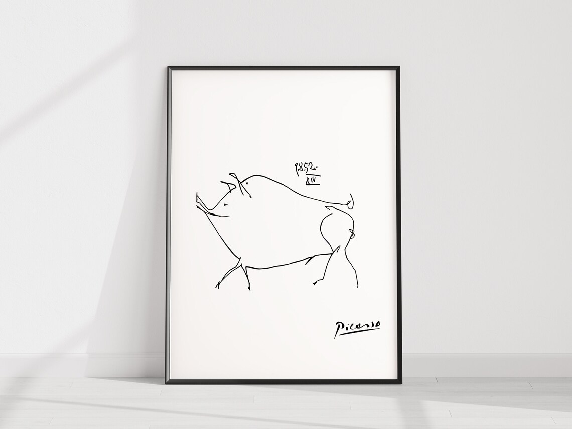 Picasso Line Art Poster The Pig Picasso Print Animal Art | Etsy