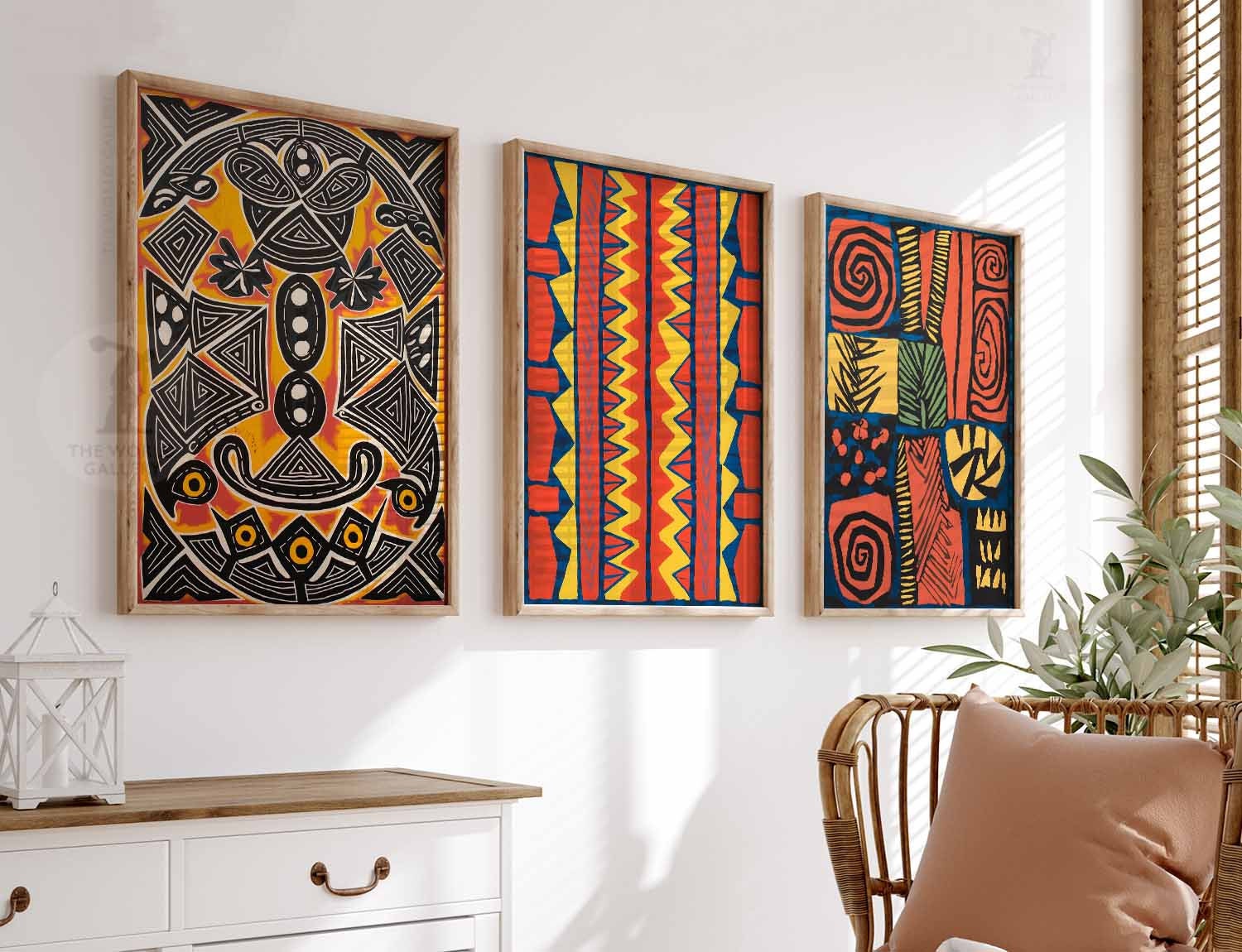 Set of 3 African Prints, African Tribal Art, Cultural Wall Print ...