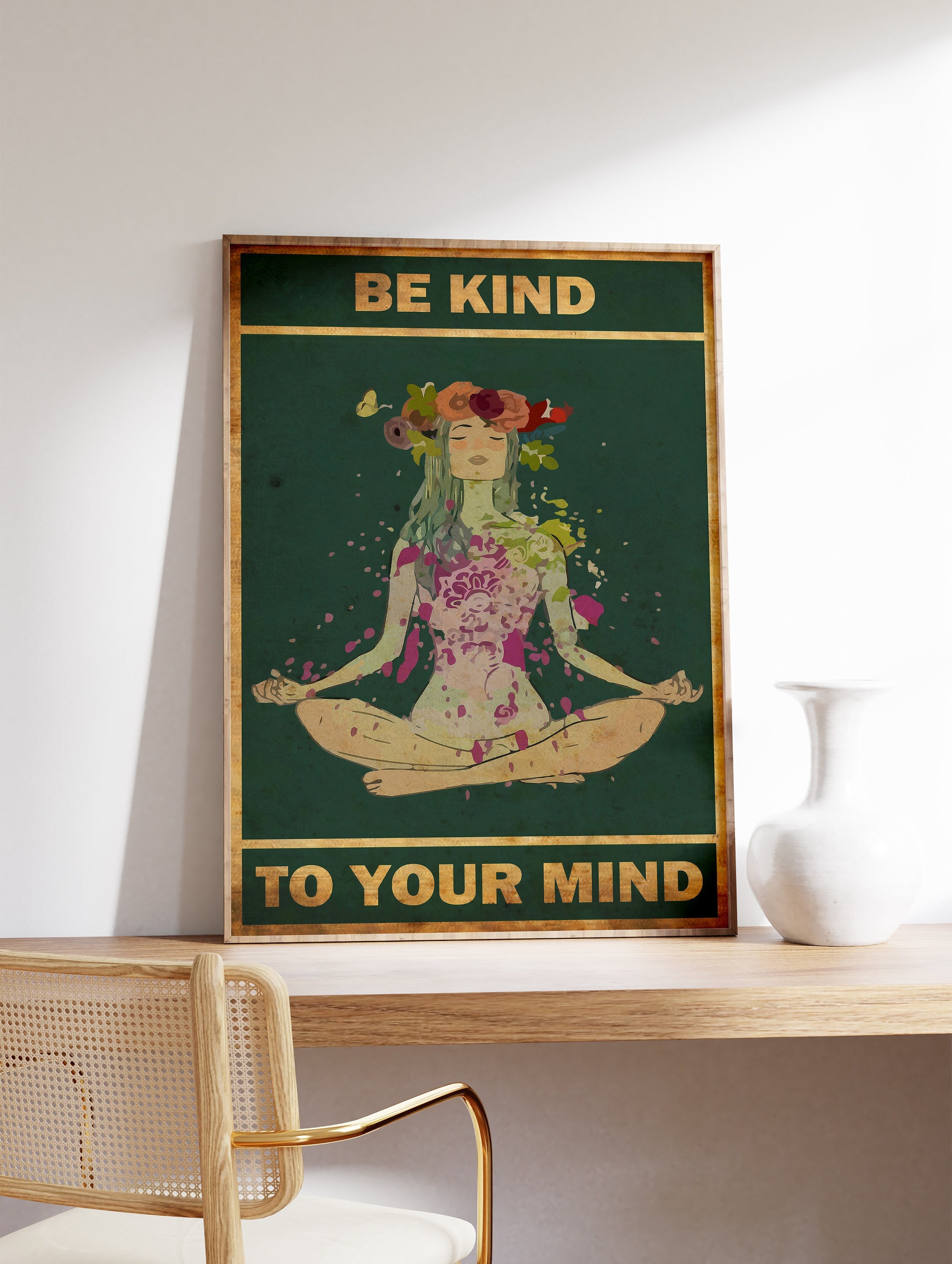 Be Kind to Your Mind Poster Yoga Print Floral Poster Floral - Etsy
