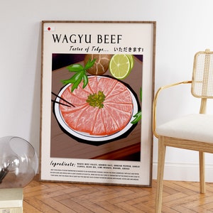 Japanese Wagyu Beef Food Poster, Art Poster, Japanese Print, Tokyo Art ...