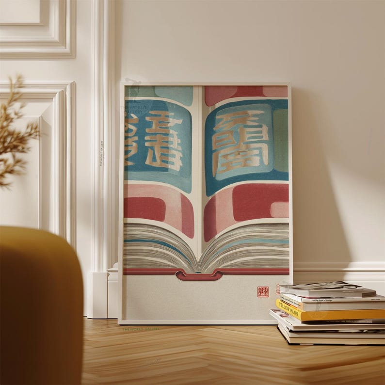 Open Book Poster | Reading Wall Art | Literary Print | Minimal Abstract ...