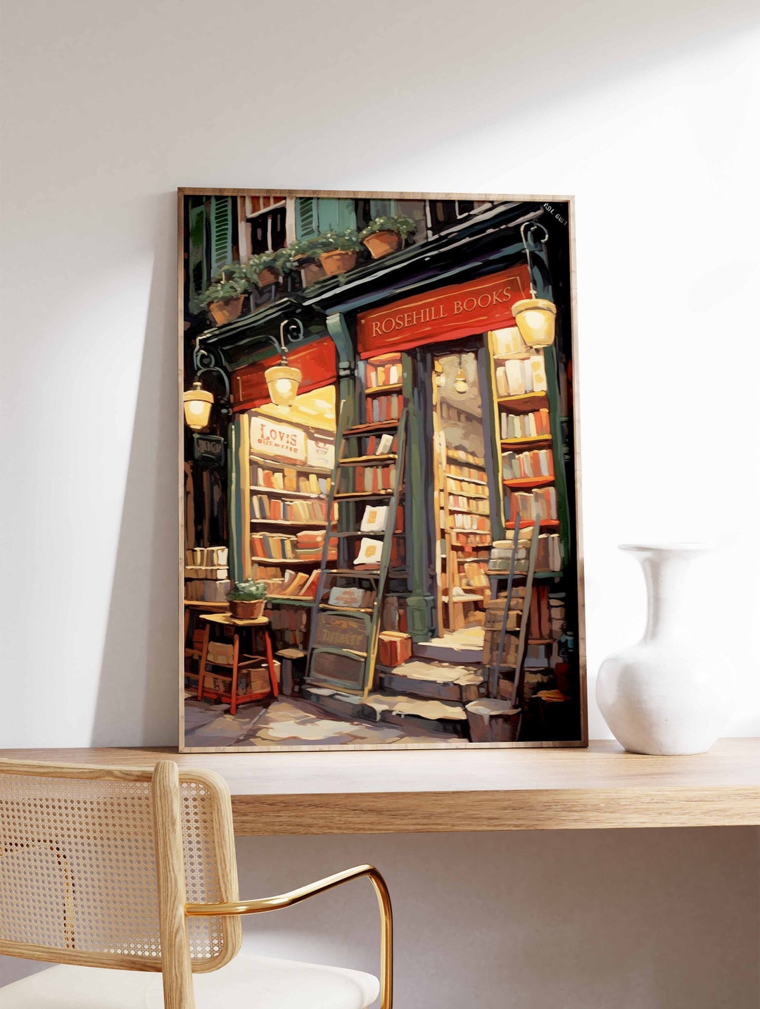 Vintage Book Store Poster, Book Shop Print, Book Lovers Gift, Reading ...