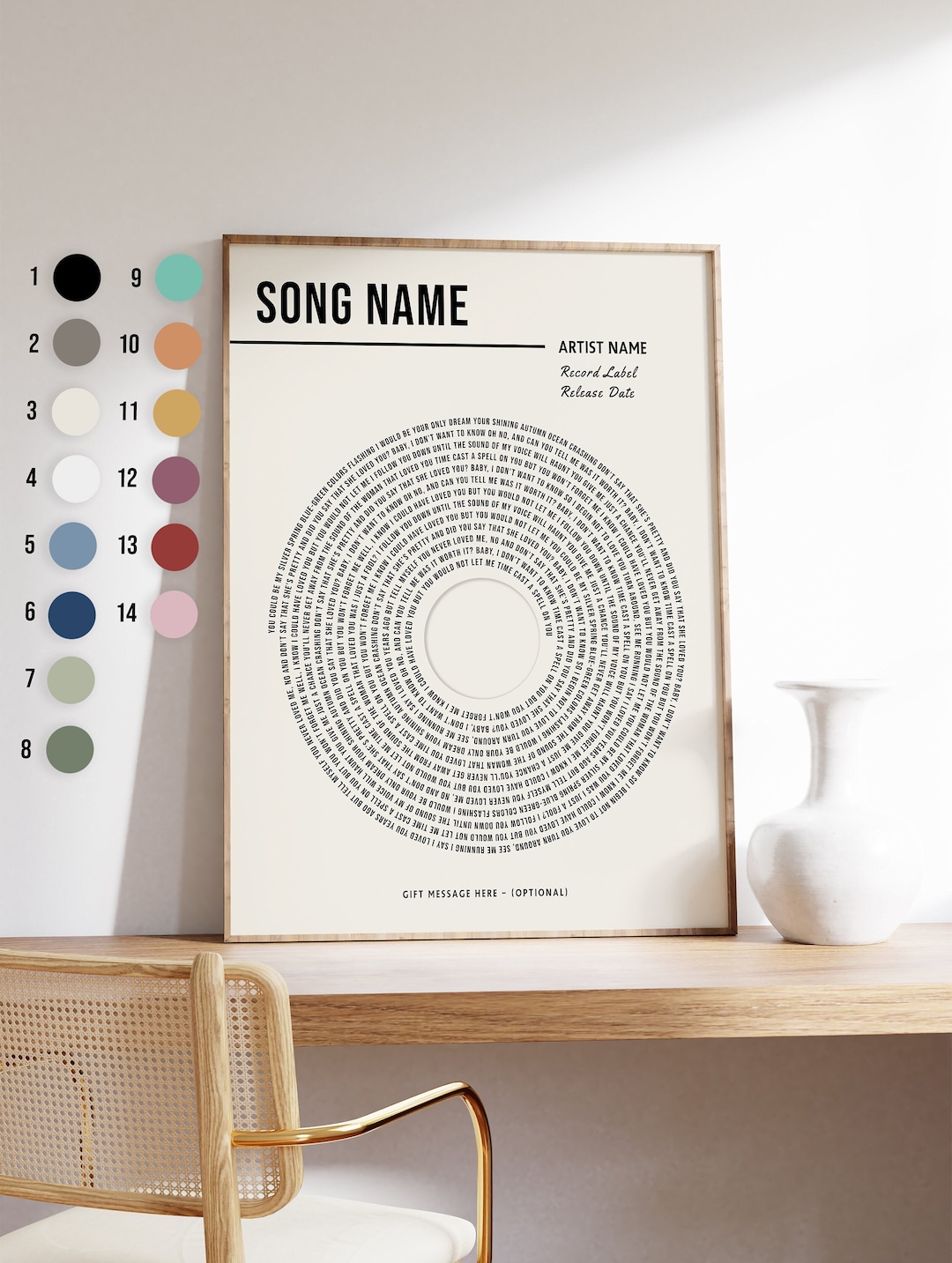 Custom Vinyl Lyrics Print, Personalised Music Poster, Customizable ...