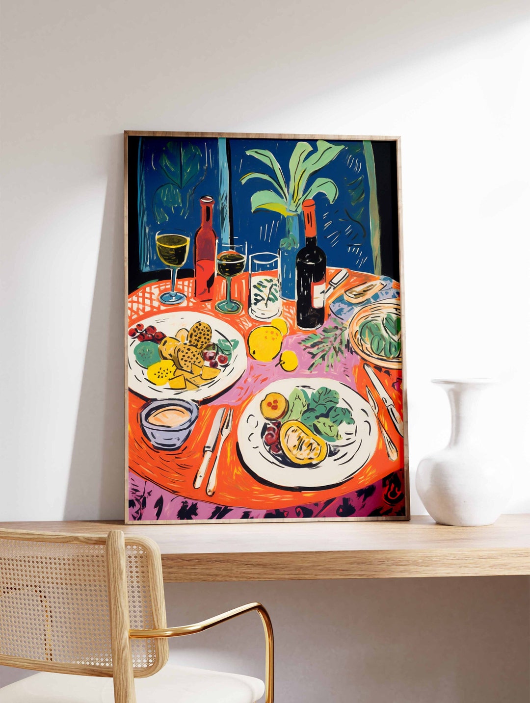 Dinner Party Food Print, Retro Food Art, Vintage Kitchen Poster ...