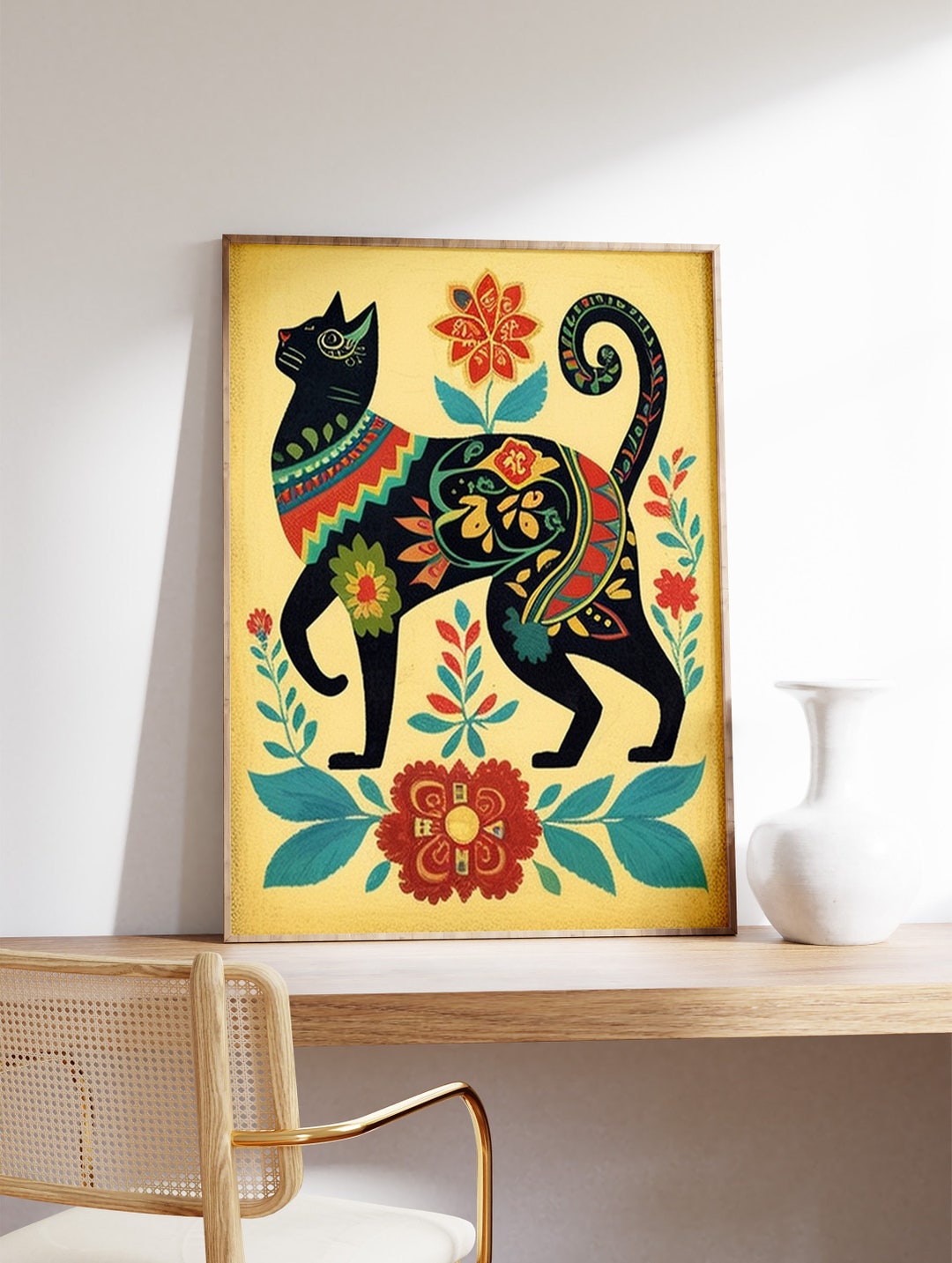Mexican Cat Poster, Cat Print, Mexican Art Print, Vintage Mexican Wall ...