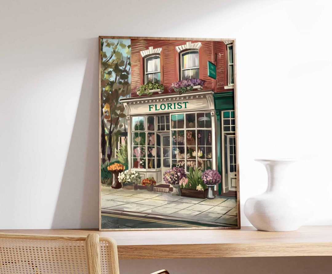 Vintage Florist Poster, Botanical Decor, Retro Flower Shop Print, Retro ...