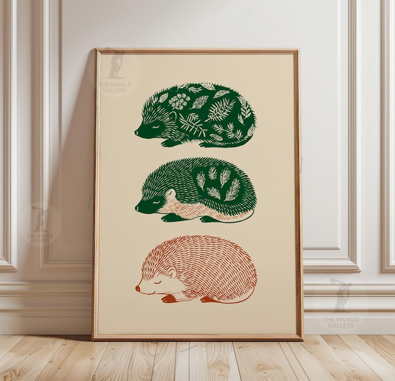 Hedgehog Illustration Poster | Woodland Animal Wall Art Print | Minimal ...