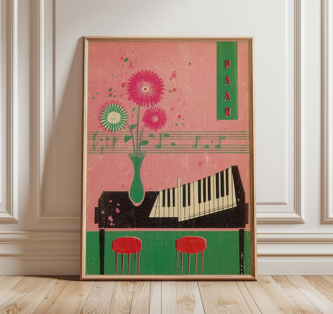 Art Deco Piano Print, Vintage Japanese Floral Illustration - Etsy