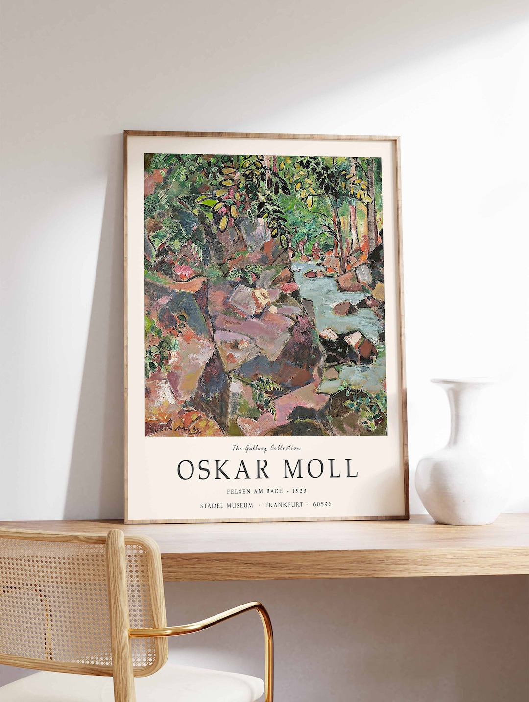 Oskar Moll Poster, Felsen Am Bach, Oskar Moll Print, Expressionist Art ...