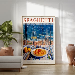 Spaghetti Poster, Food Print, Italian Food Art, Pasta Art, Cafe Decor ...