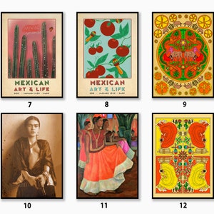 Mexican Poster Sets, Mexican Wall Art Decor, Floral Wall Print, Mexican ...