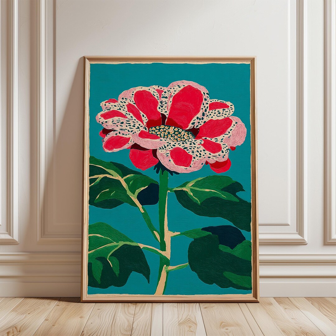 Rafflesia Flower Poster | Red Pink Botanical Illustration | Teal ...
