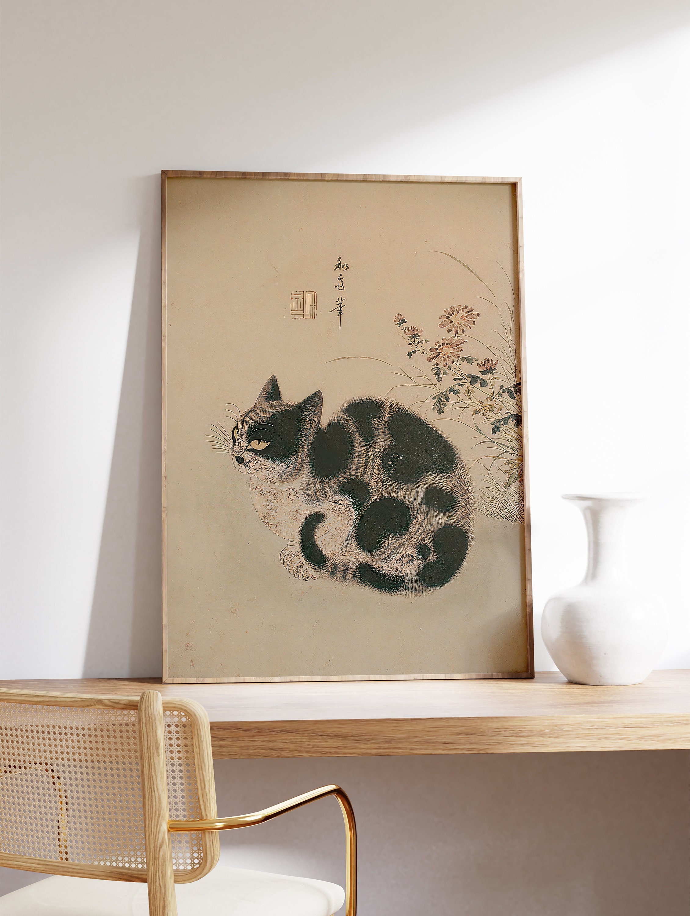 Japanese Cat Poster Japanese Cat Art Print Animal Wall Art - Etsy