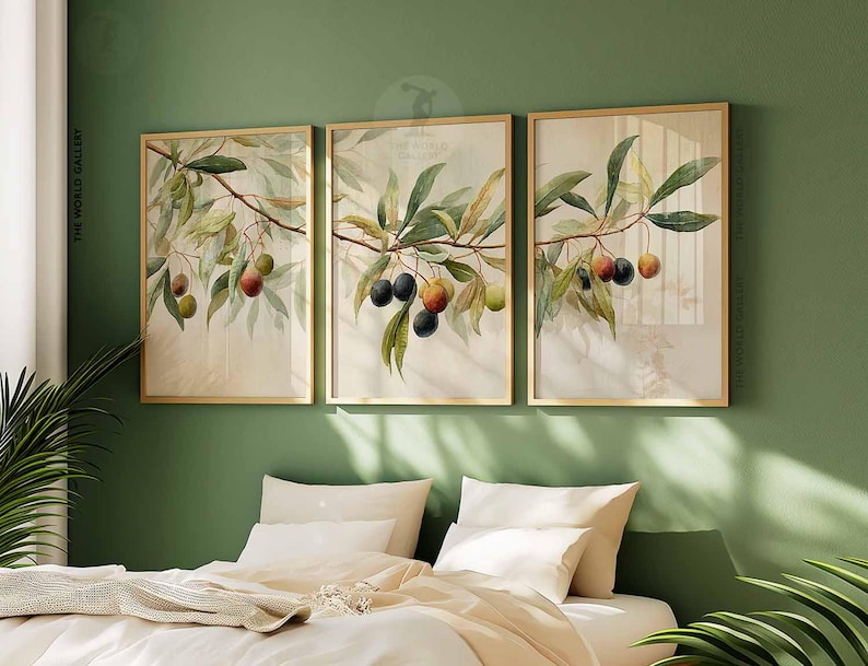 Olive Branch Print Set, Mediterranean Botanical Art, Nature Decor - Etsy