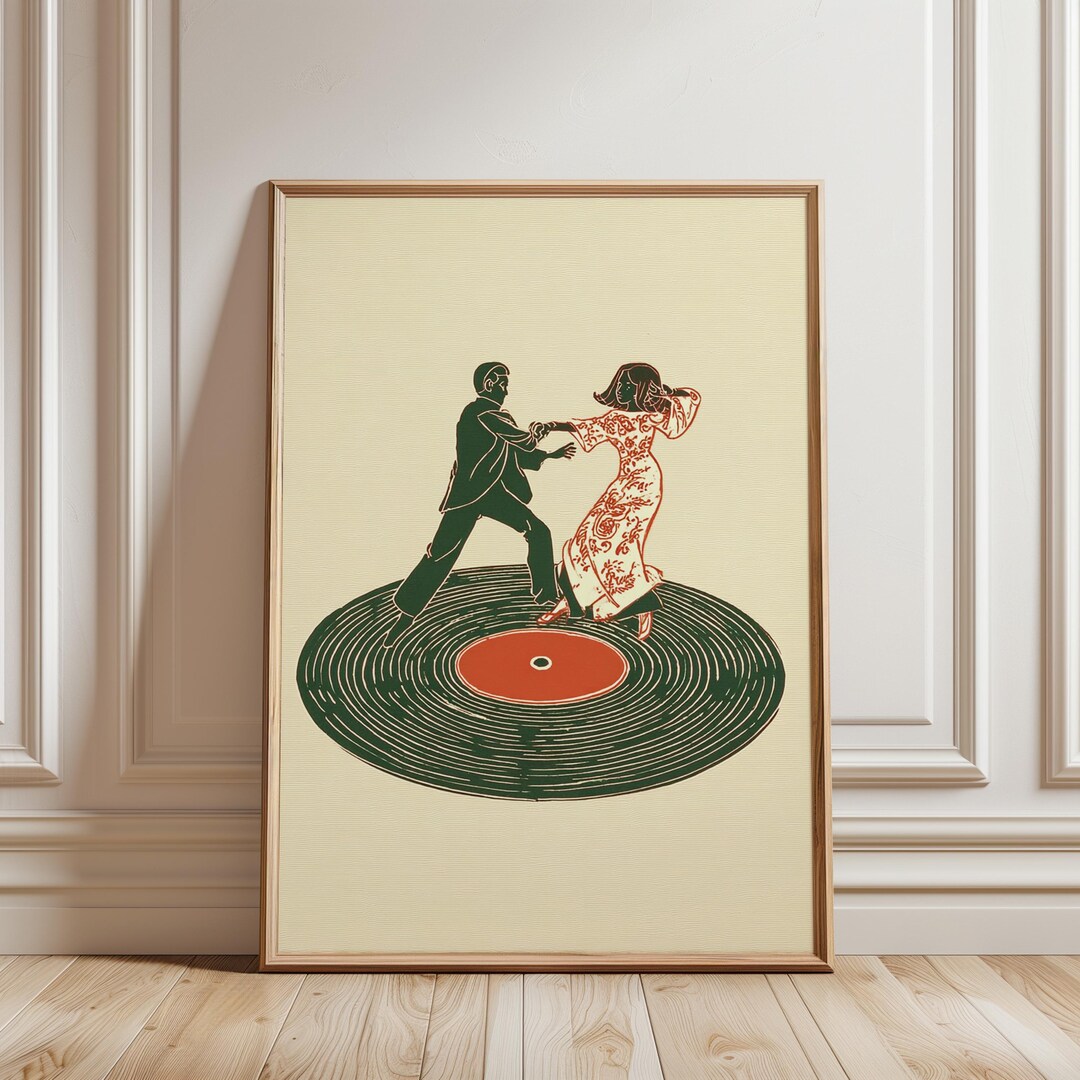 Couple Dancers on Record Poster, Retro Disco Wall Art - Etsy