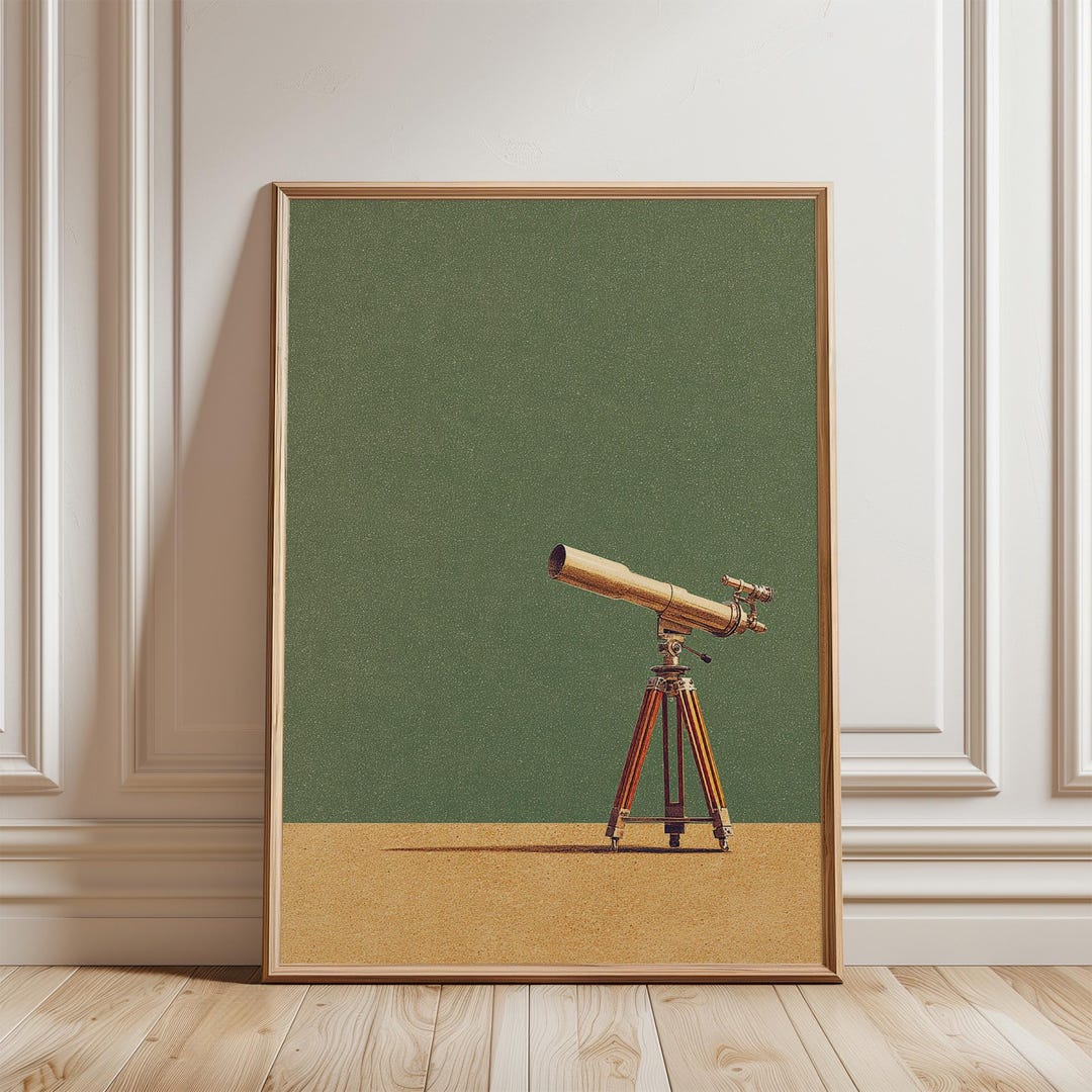 Green Brass Telescope Poster | Vintage Astronomy Illustration | Antique ...