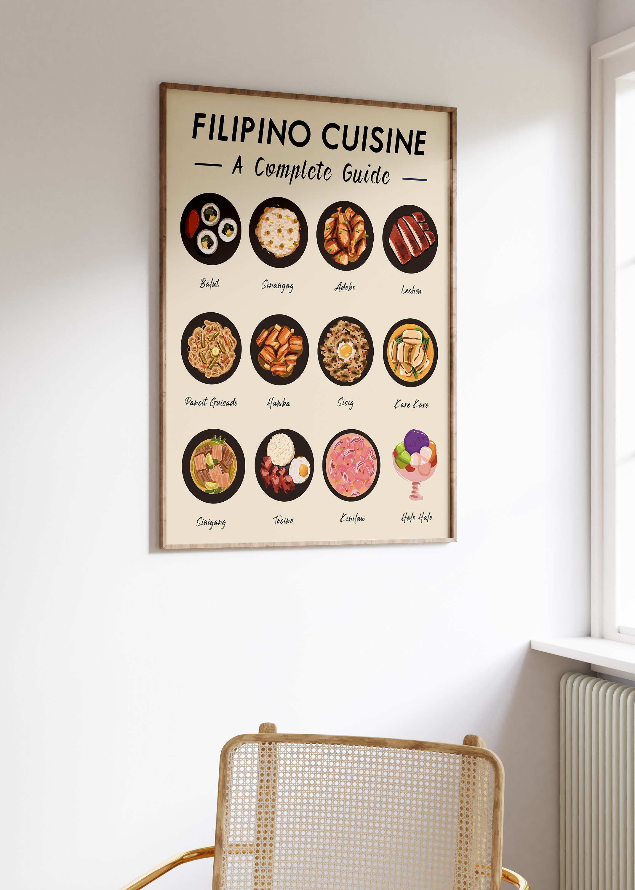 Filipino Food Art Print, Filipino Cuisine Wall Art, Philippines Food ...