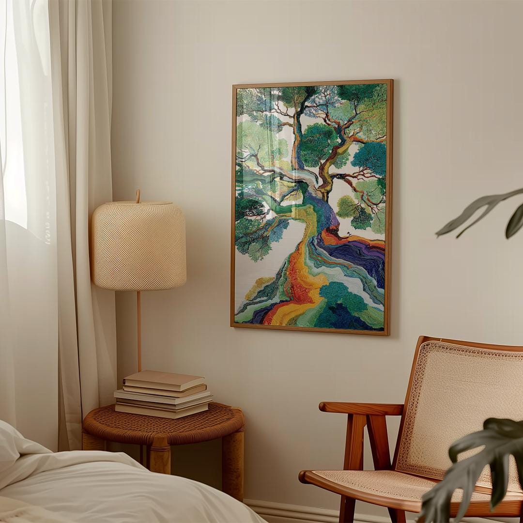 Colorful Abstract Tree Poster, Modern Nature Wall Art Print, Vibrant ...