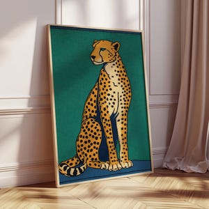 Cheetah Art Print, Turquoise African Safari Decor - Etsy