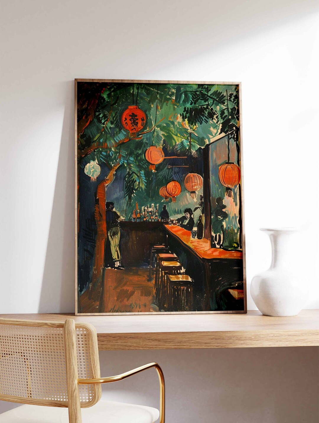 Retro Japanese Izakaya Print, Vintage Cocktail Bar Poster, Oriental ...