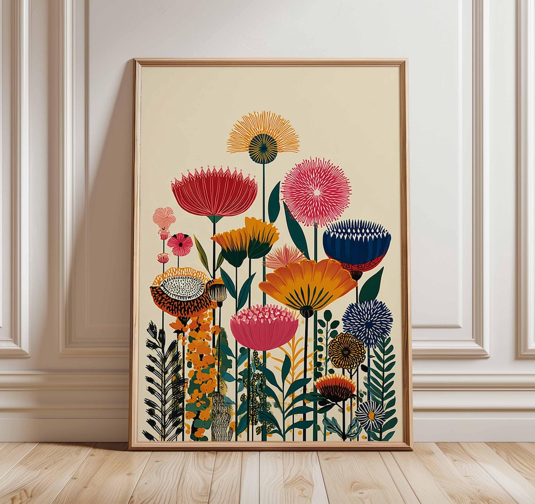 Stampa artistica da parete botanica colorata, poster floreale moderno ...