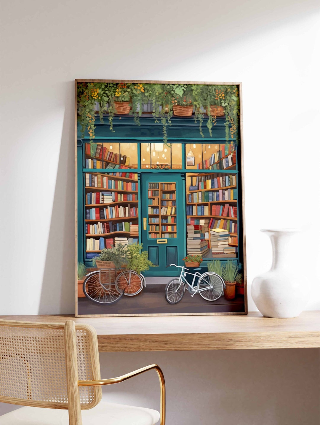 Vintage Book Store Poster, Book Shop Print, Book Lovers Gift, Reading ...