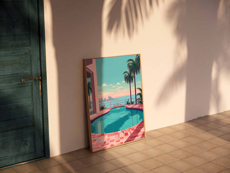 Miami Swimming Pool Print, Retro 80s Beach Pop Art Poster - Etsy
