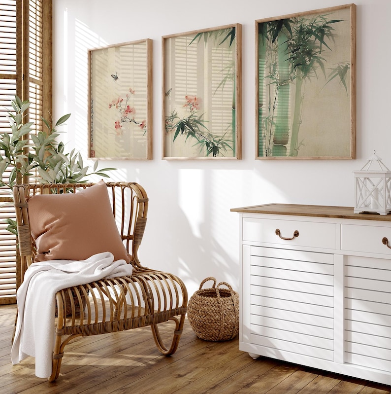 Bambus und Blüte Set mit 3 Postern, japanische Kunstdrucke - Etsy Schweiz