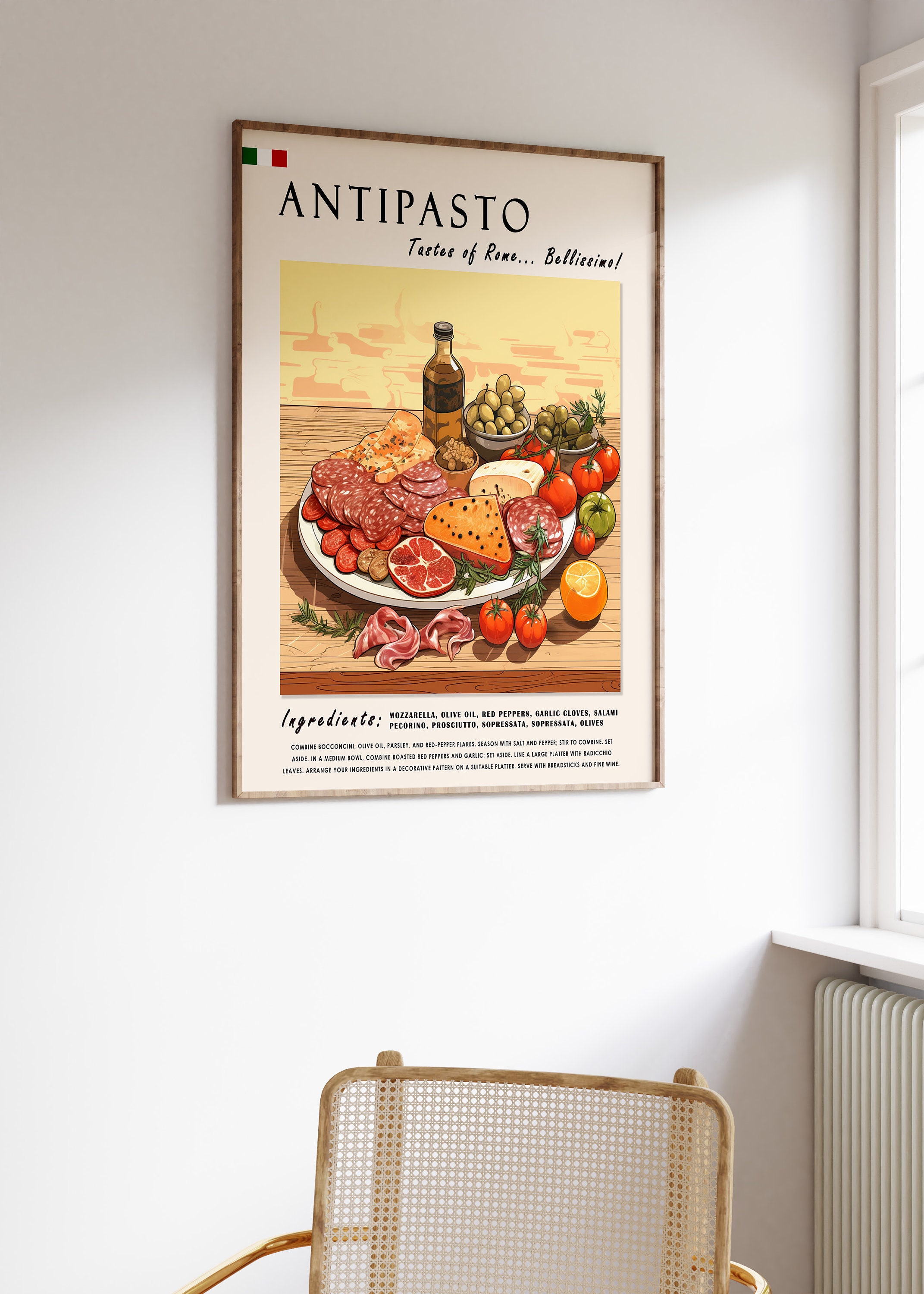Antipasto Food Poster, Italian Food Print, Italy Food Poster, Kitchen ...