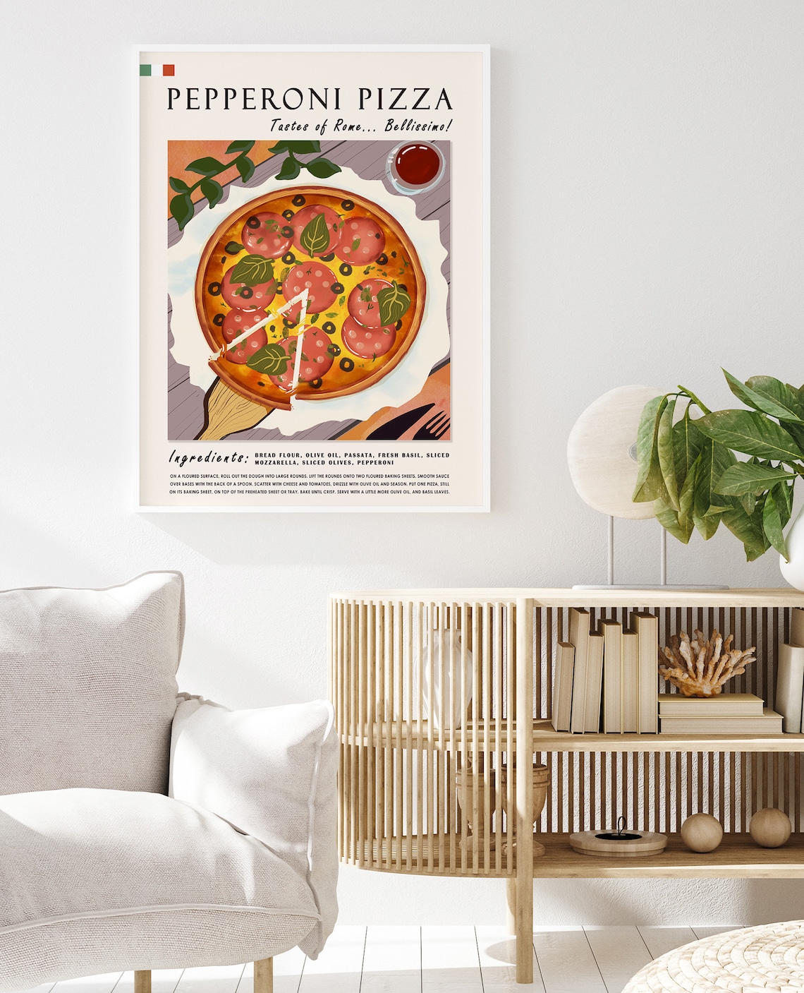 Italian Pizza Art Poster, Rome Travel Print, Kitchen Decor - Etsy