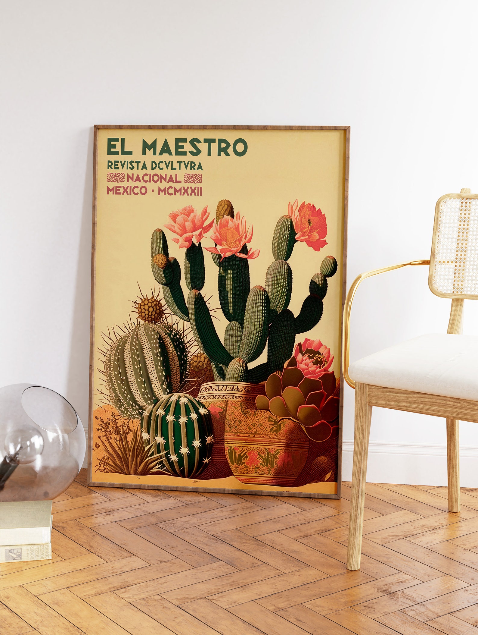 Vintage Mexican Cactus Poster, Colourful Mexican Art Prints ...