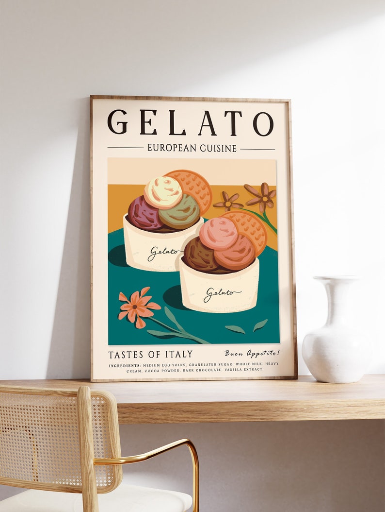 Gelato Poster Italian Food Art Ice Cream Food Poster - Etsy