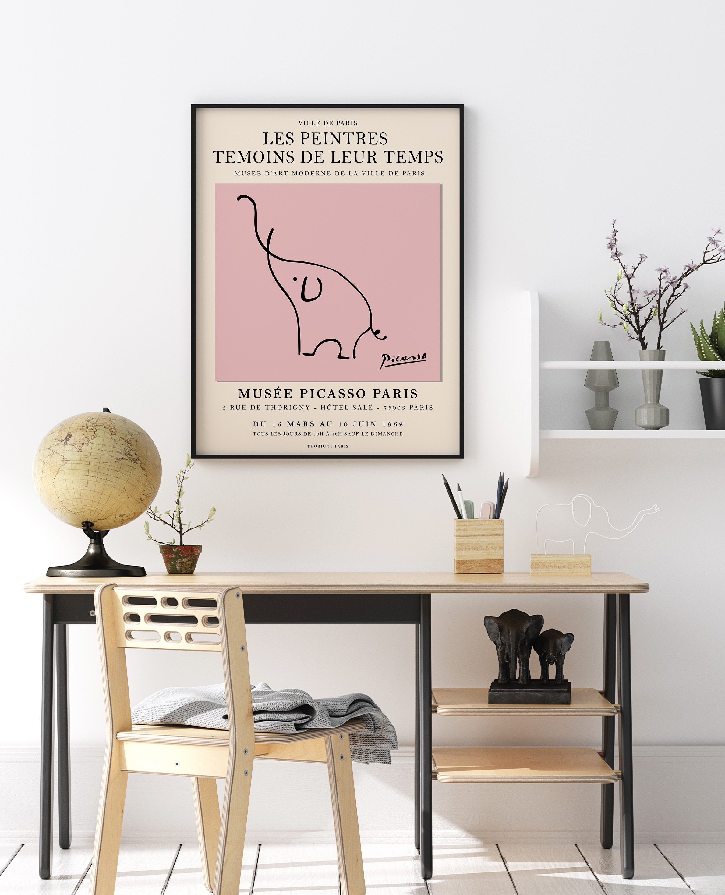 Picasso Pink Elephant Poster Animal Art Animal Print | Etsy