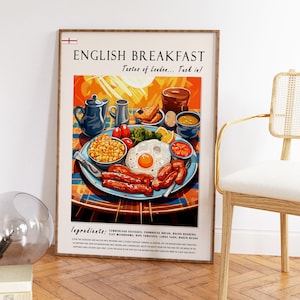 English Breakfast Food Poster, British Food Print, UK Food Poster ...